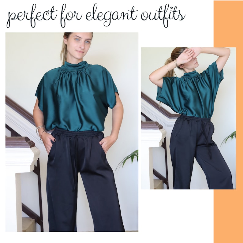 Tunic Top Sewing Pattern, Flare Blouse, Easy & Elegant Satin Shirt ...