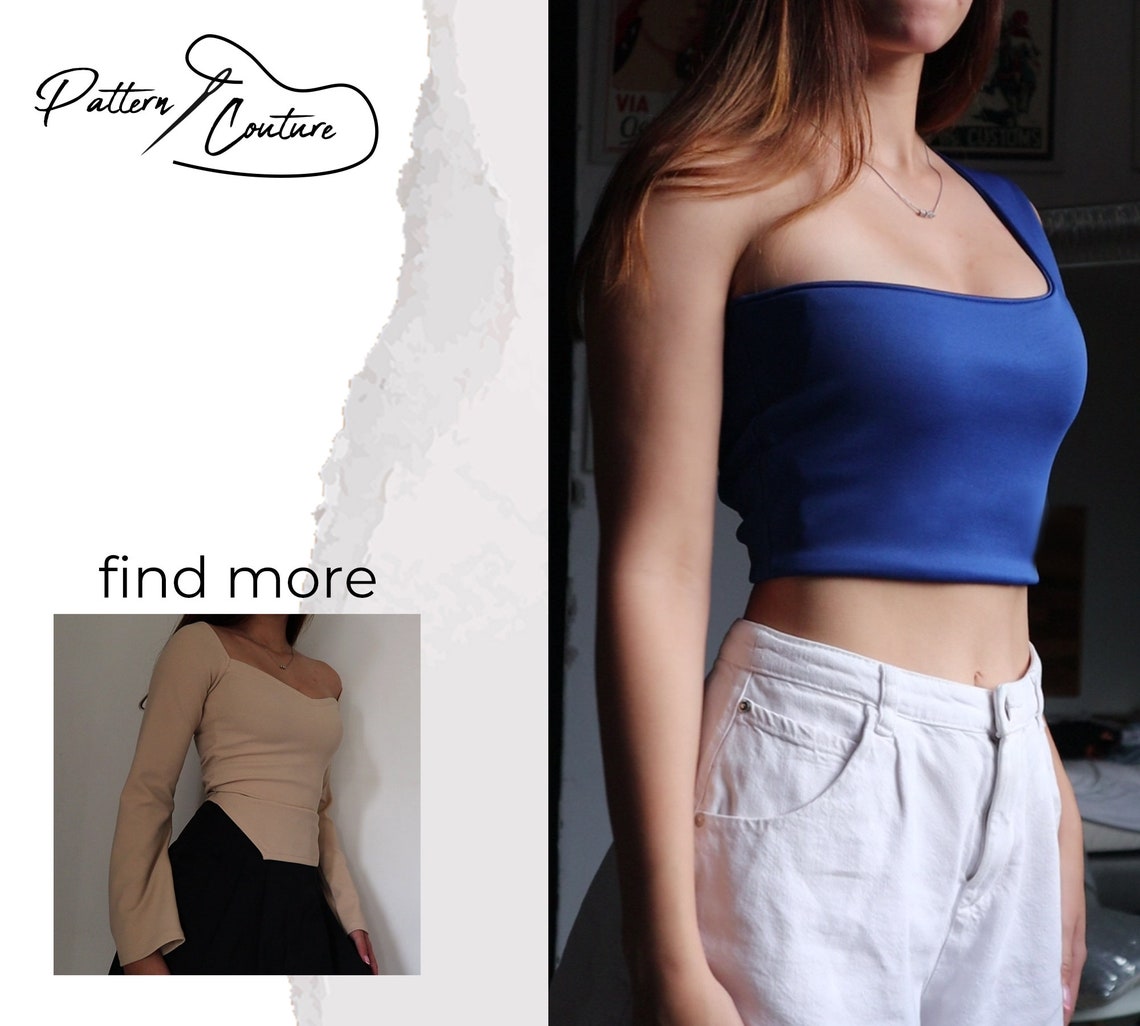 Girls Crop Top Sewing Pattern One Shoulder Top Pattern - Etsy