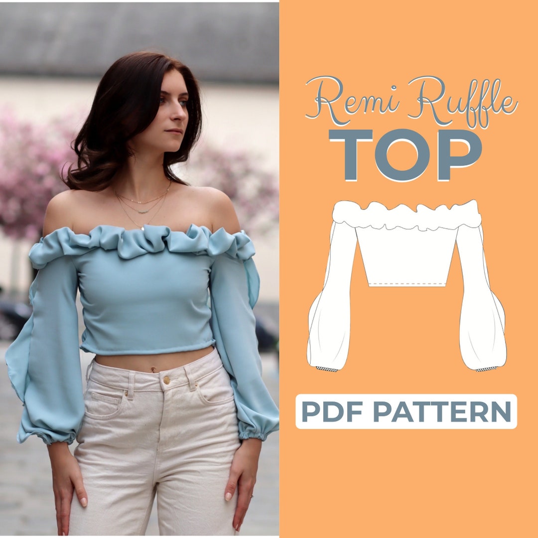 Ruffled Top Sewing Pattern | off Shoulder Cottagecore Blouse | Pattern ...