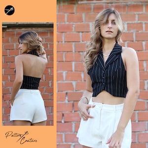Cropped Waistcoat Sewing Pattern, Short Waistcoat, Ladies Vest, Women ...