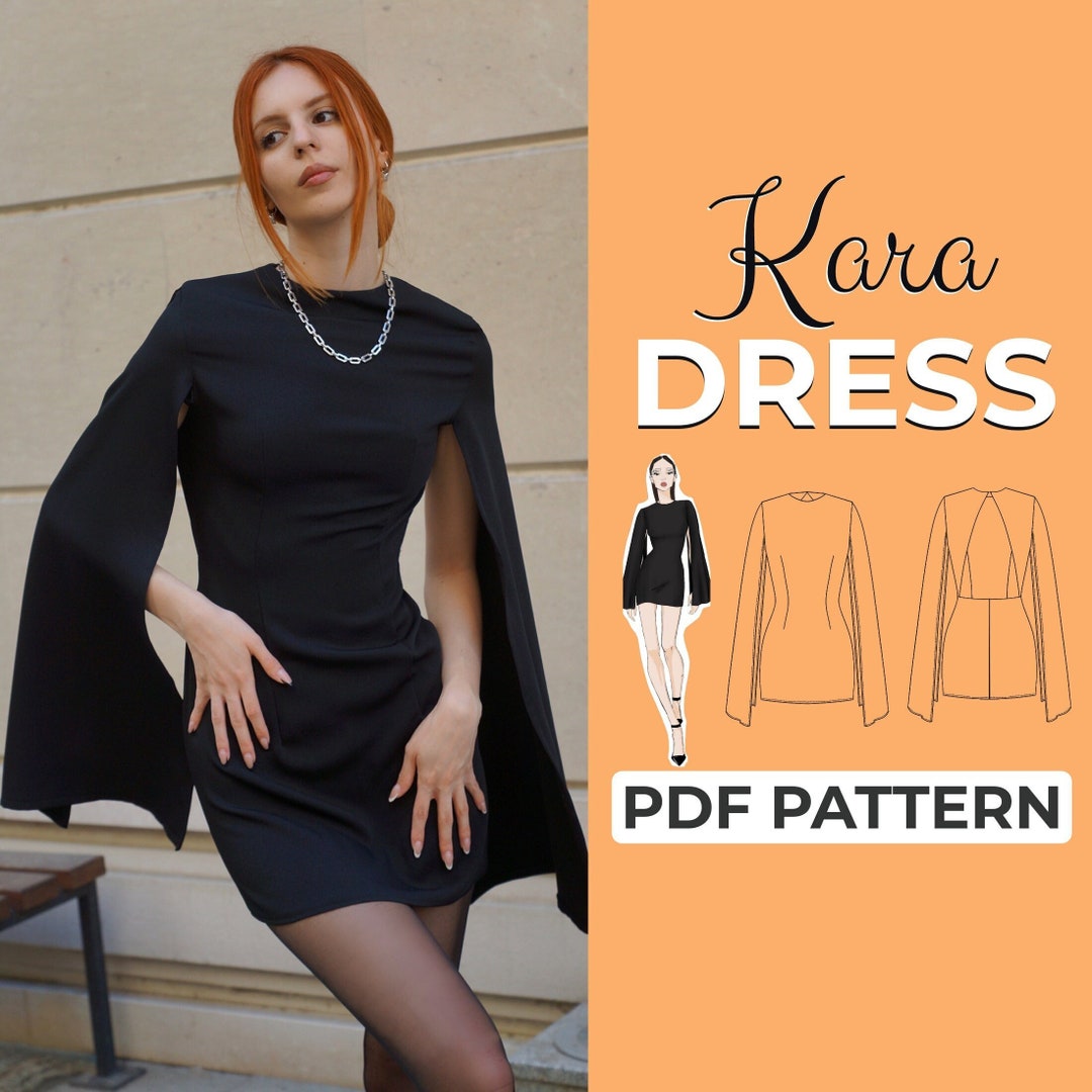 Cape Dress Sewing Pattern | Capelet Cocktail Dress Pattern | Pattern ...