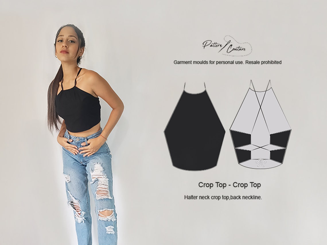 Girls Crop Top Sewing Pattern Halter Top Sewing Pattern - Etsy