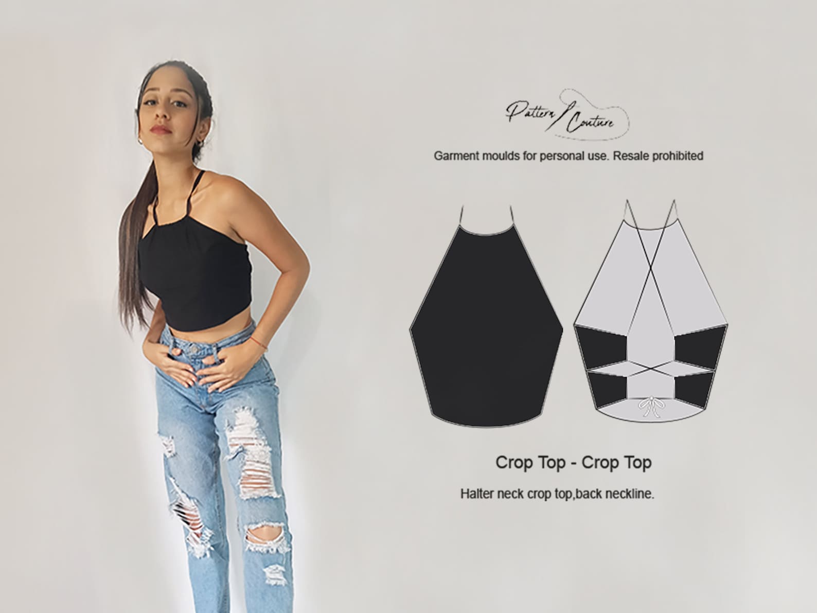 Girls Crop Top Sewing Pattern | Halter Top Sewing Pattern | Easy ...