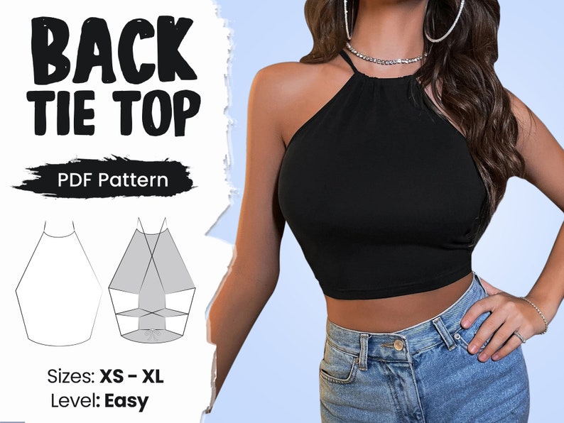 Girls Crop Top Sewing Pattern Halter Top Sewing Pattern - Etsy