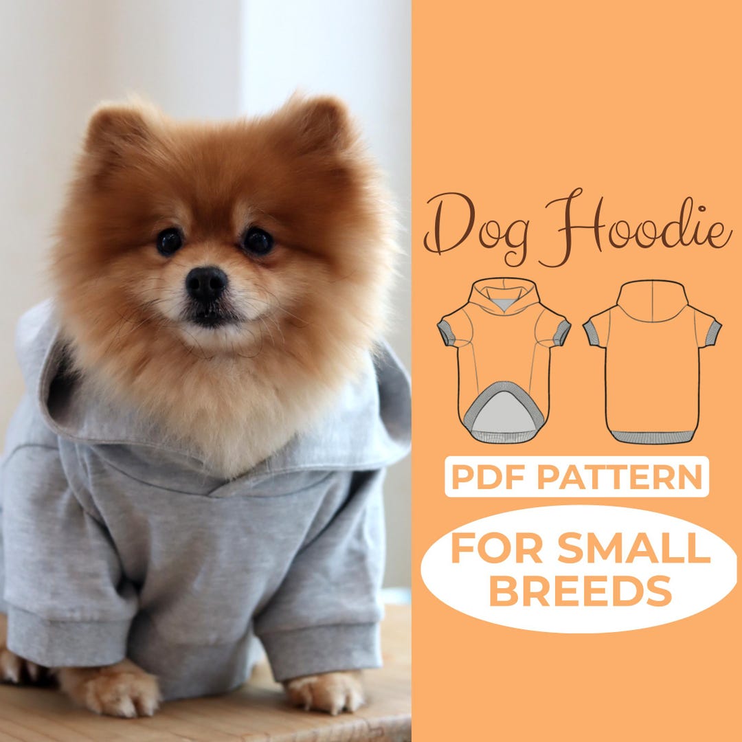 Dog Hoodie Sewing Pattern for Big or Small Dogs XS-XXL, Puppy Clothes ...