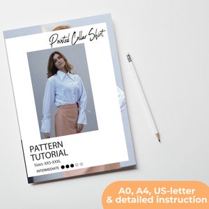 Poet Shirt Sewing Pattern, Pointed Collar Puff Sleeve Shirt, Regency ...