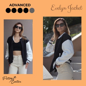 Varsity Jacket Sewing Pattern, Bomber Jacket Pattern, Retro Zip up ...