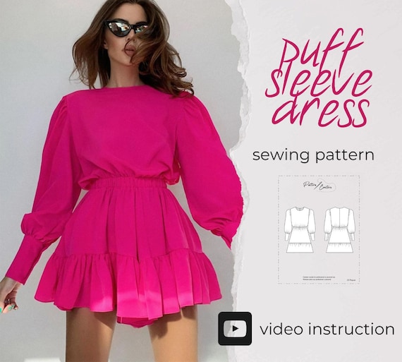 Puff Sleeve Pattern Smock Dress Pattern Mini Dress Pattern - Etsy