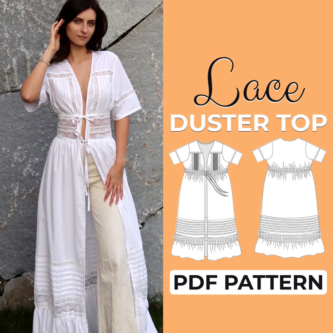 Lace Duster Sewing Pattern | Beach Cover up | Duster Coat | Pattern ...