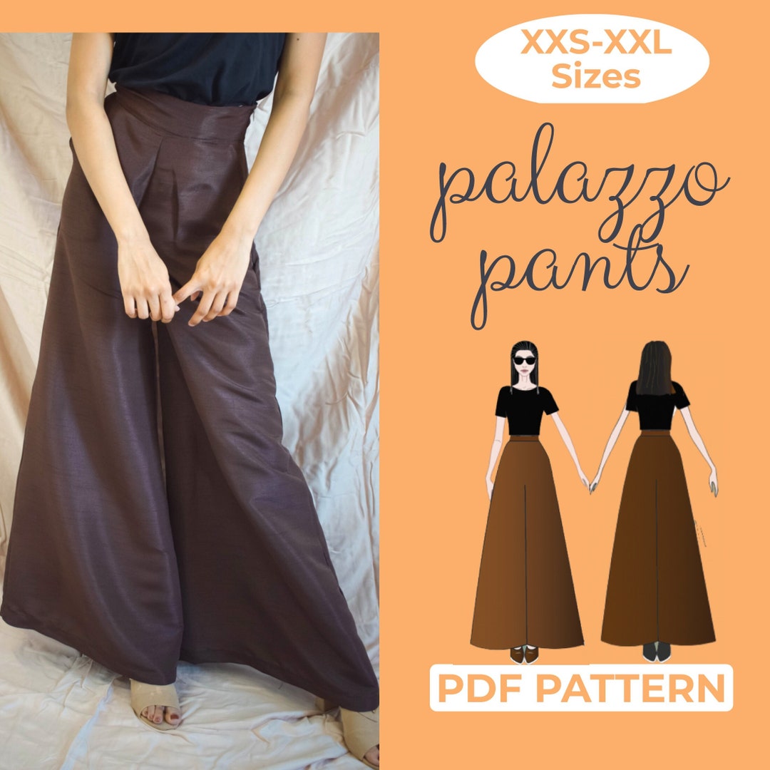 Flare Leg Pants Sewing Pattern, High Waisted Trousers Pattern, Easy ...