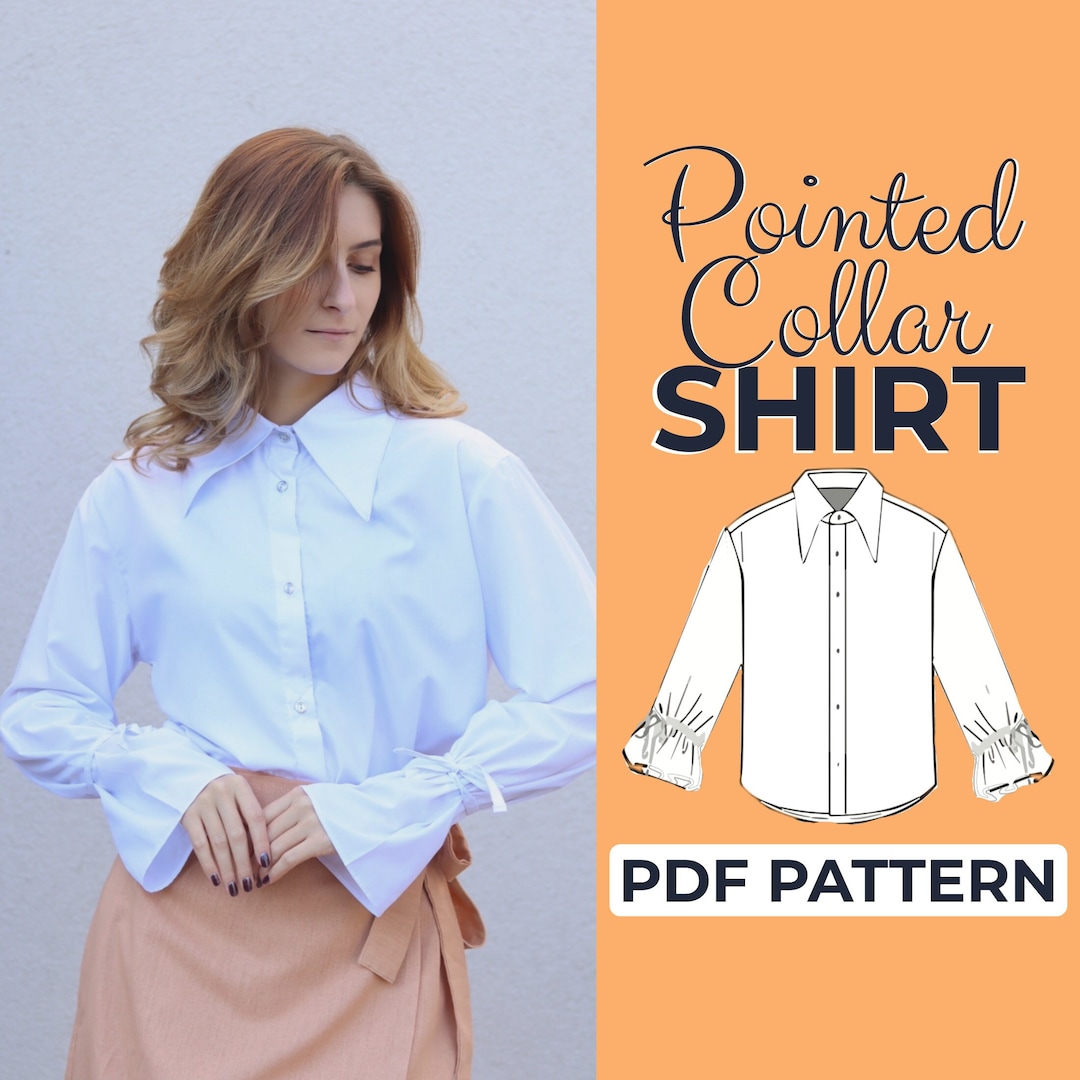 Poet Shirt Sewing Pattern, Pointed Collar Puff Sleeve Shirt, Regency ...