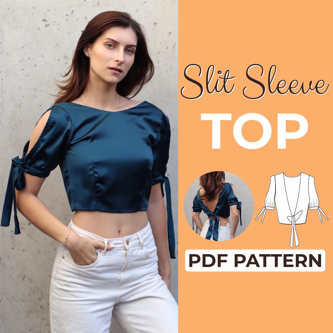 Slit Sleeve Back Tie Top Sewing Pattern | Wrap Crop Top | Easy Beginner ...
