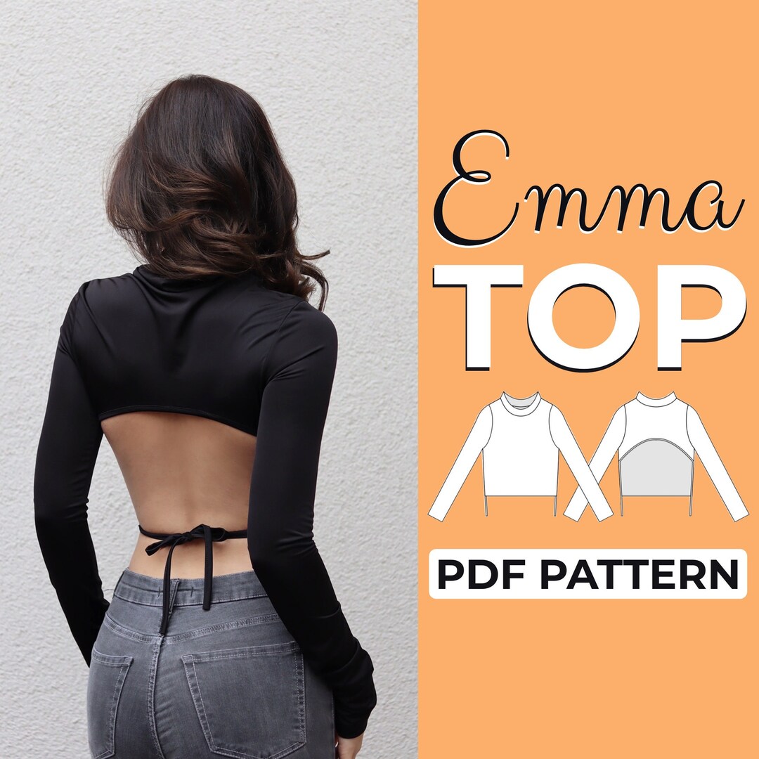 Backless Top Sewing Pattern | Long Sleeves Crop Top | Easy Beginner ...