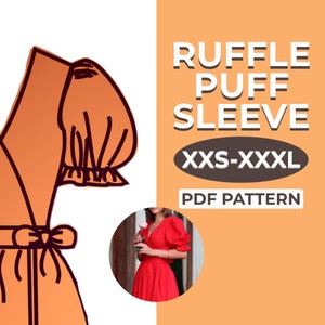 Ruffle Puff Sleeve Sewing Pattern, Easy Pattern in A0, A4 & Us-letter ...