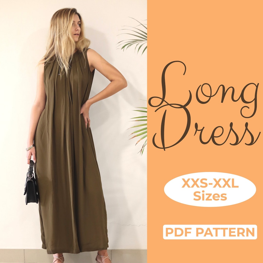 Super Flare Summer Maxi Dress Sewing Pattern, Easy Tunic Dress, Tank ...