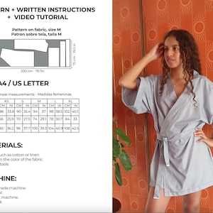 Woman Kimono Sewing Pattern in Short or Long Version | Kimono Morning ...