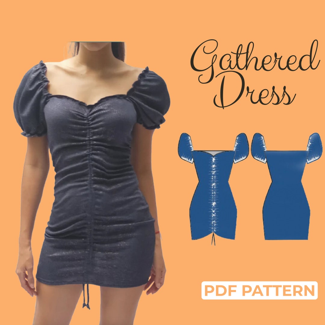 Mini Puff Sleeve Dress Pattern | Gathered Dress | XS-XL | Detailed PDF ...