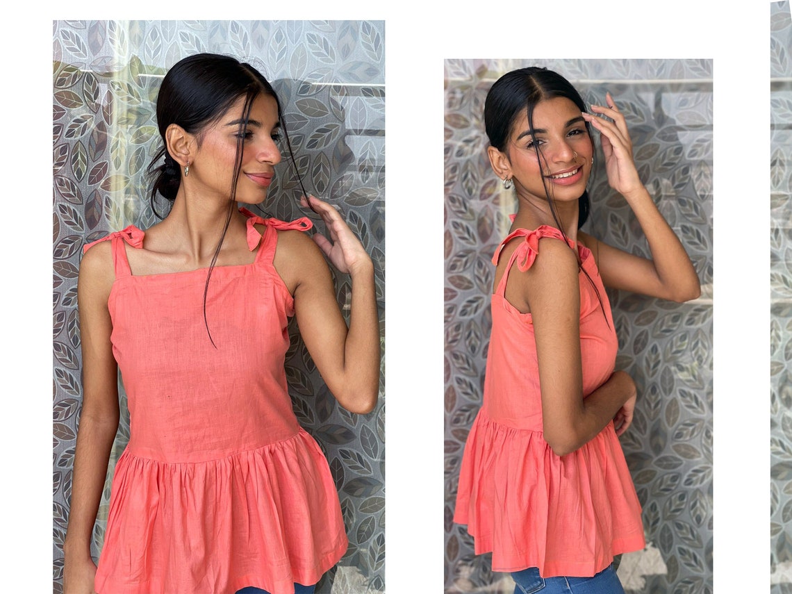 Gathered Smock Top Sewing Pattern With Tie-straps Xs-xl - Etsy