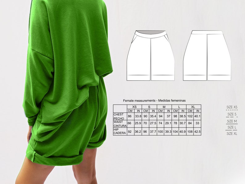 High Waisted Shorts Sewing Pattern XS-XL Detailed PDF - Etsy