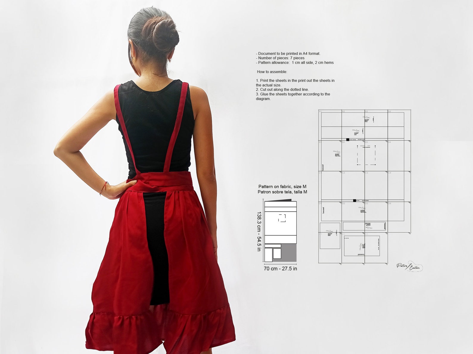 Women Ruffle Apron Sewing Pattern Easy Pleated Split Apron - Etsy