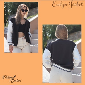 Varsity Jacket Sewing Pattern, Bomber Jacket Pattern, Retro Zip up ...