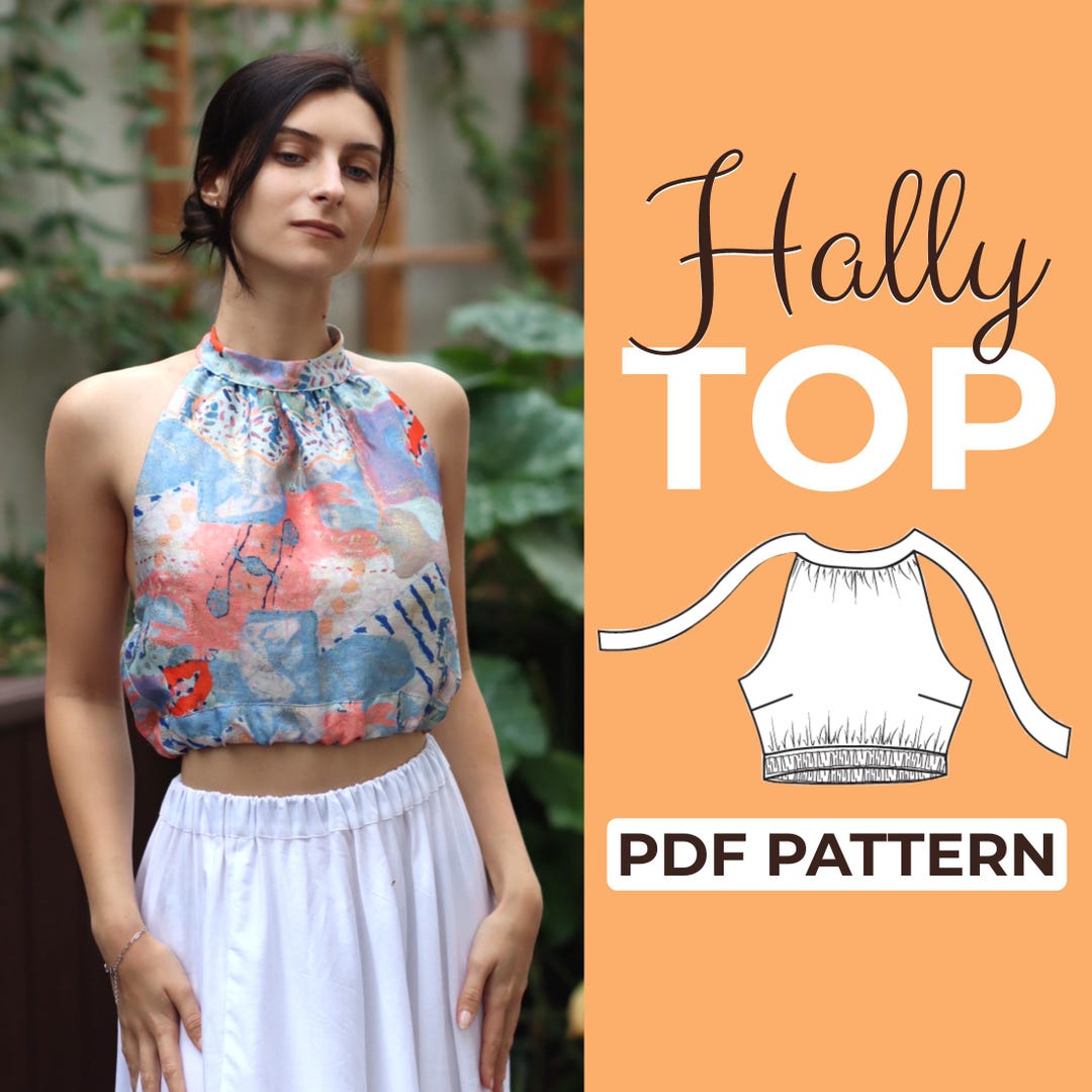 Tie Top Halter Top Sewing Pattern | Open Back Top | Pattern + Detailed ...