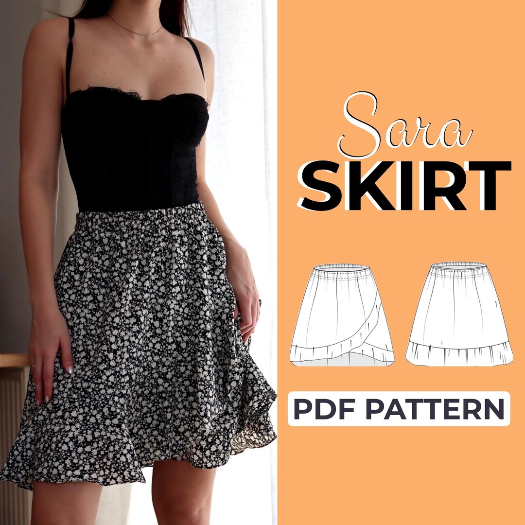 Flounce Skirt Sewing Pattern | Mini Wrap Skirt | Easy Beginner Pattern ...