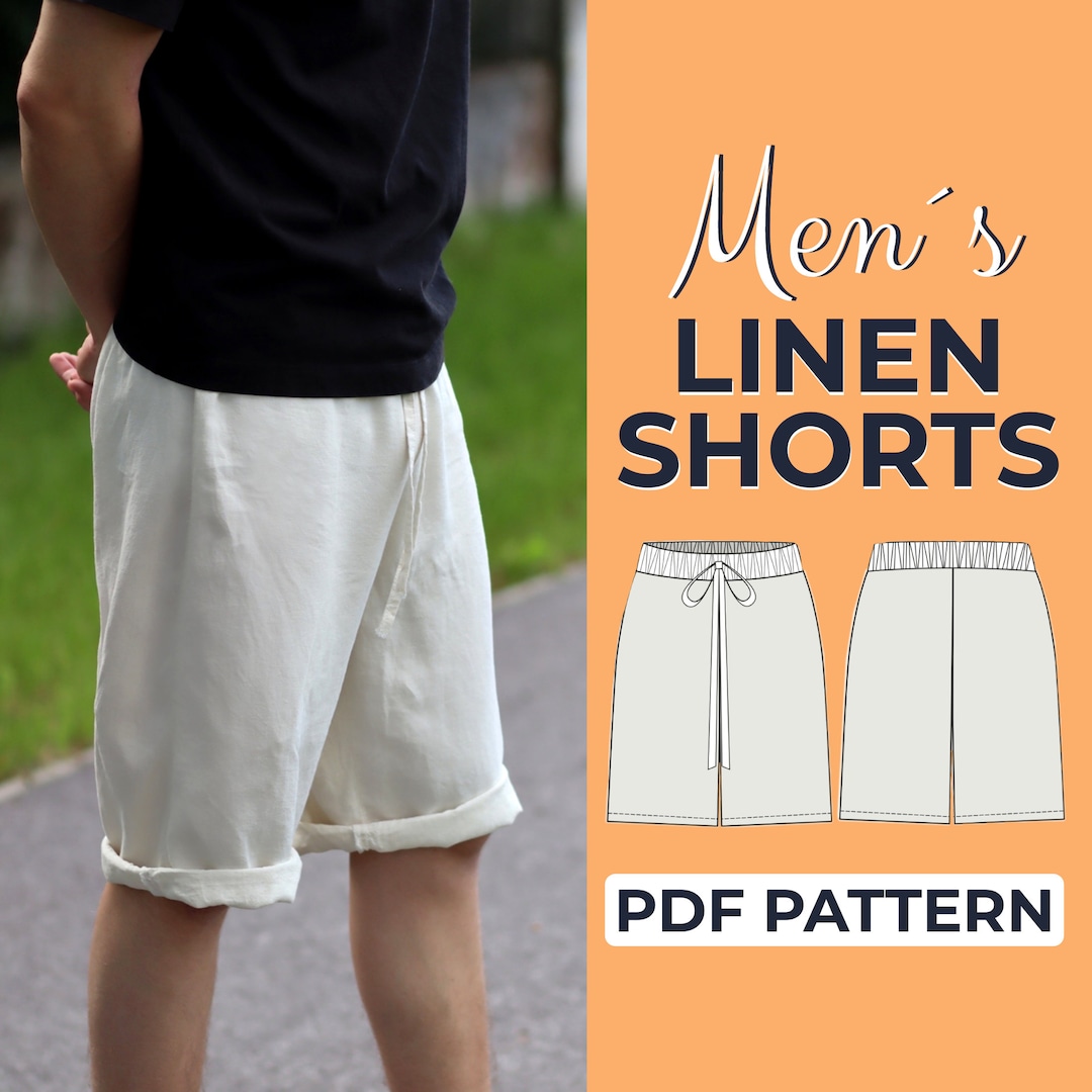 Mens Linen Shorts Sewing Pattern | Drawstring Shorts | Easy Beginner ...