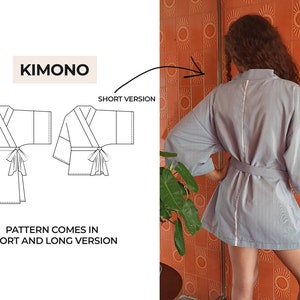 Woman Kimono Sewing Pattern in Short or Long Version | Kimono Morning ...