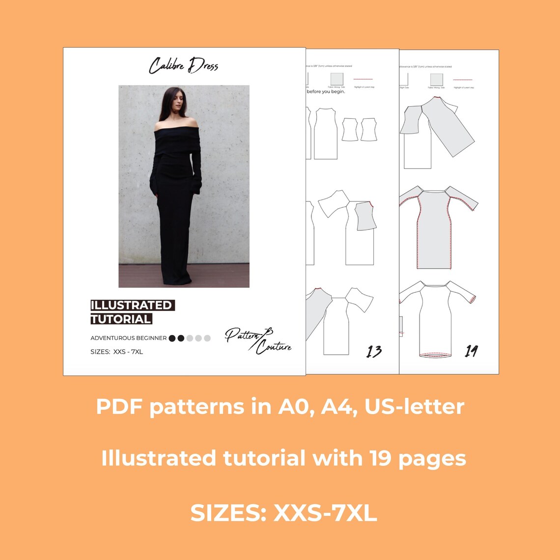 Off Shoulder Dress Sewing Pattern, Fitted Elegant Dress | Easy Beginner ...