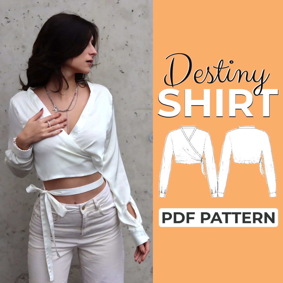 Long Sleeve Wrap Top Sewing Pattern | Waist Wrap Blouse | Pattern ...