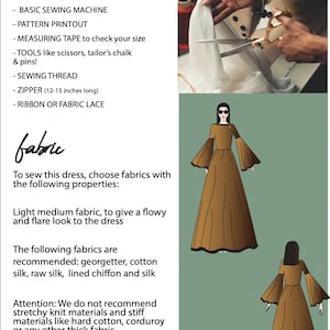Medieval Dress Sewing Pattern, Long Sleeve Maxi Dress, Celtic Dress ...