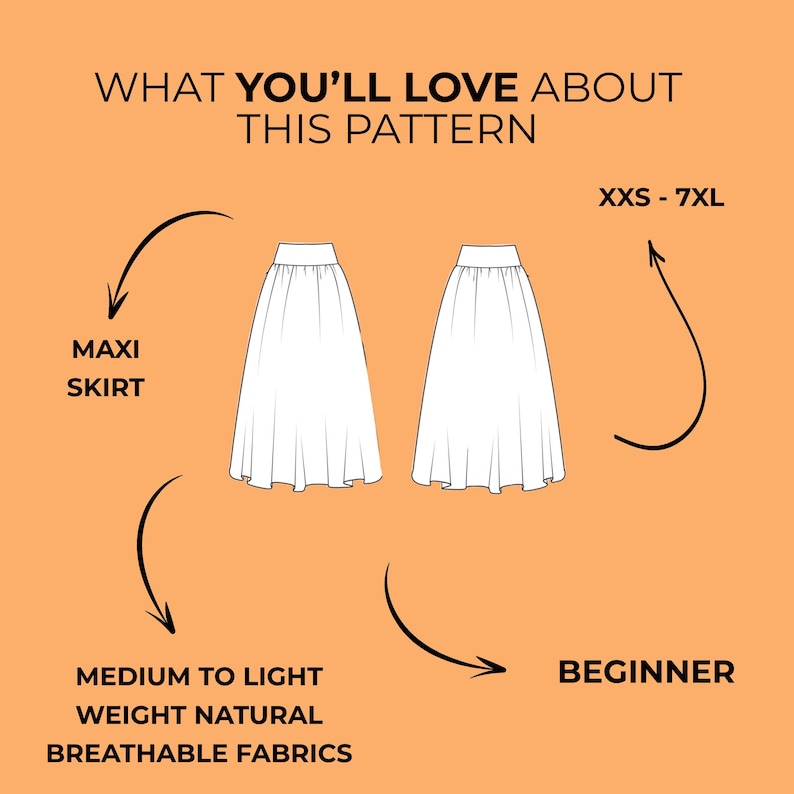 Maxi Skirt Sewing Pattern | High Waist Long Skirt | Easy Beginner ...
