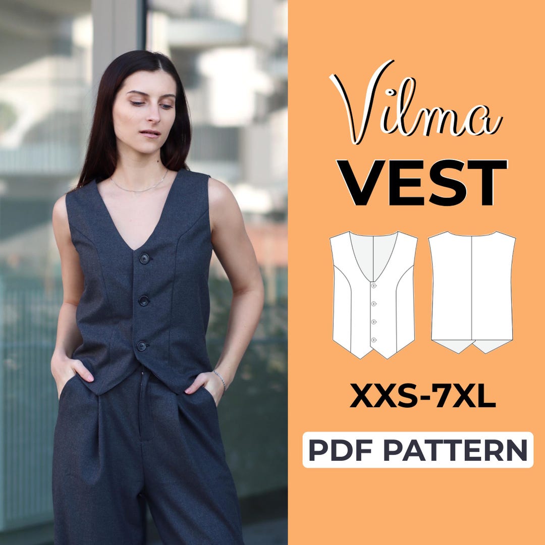 Vest Sewing Pattern | Button Down Vest, Waistcoat | Easy Beginner ...