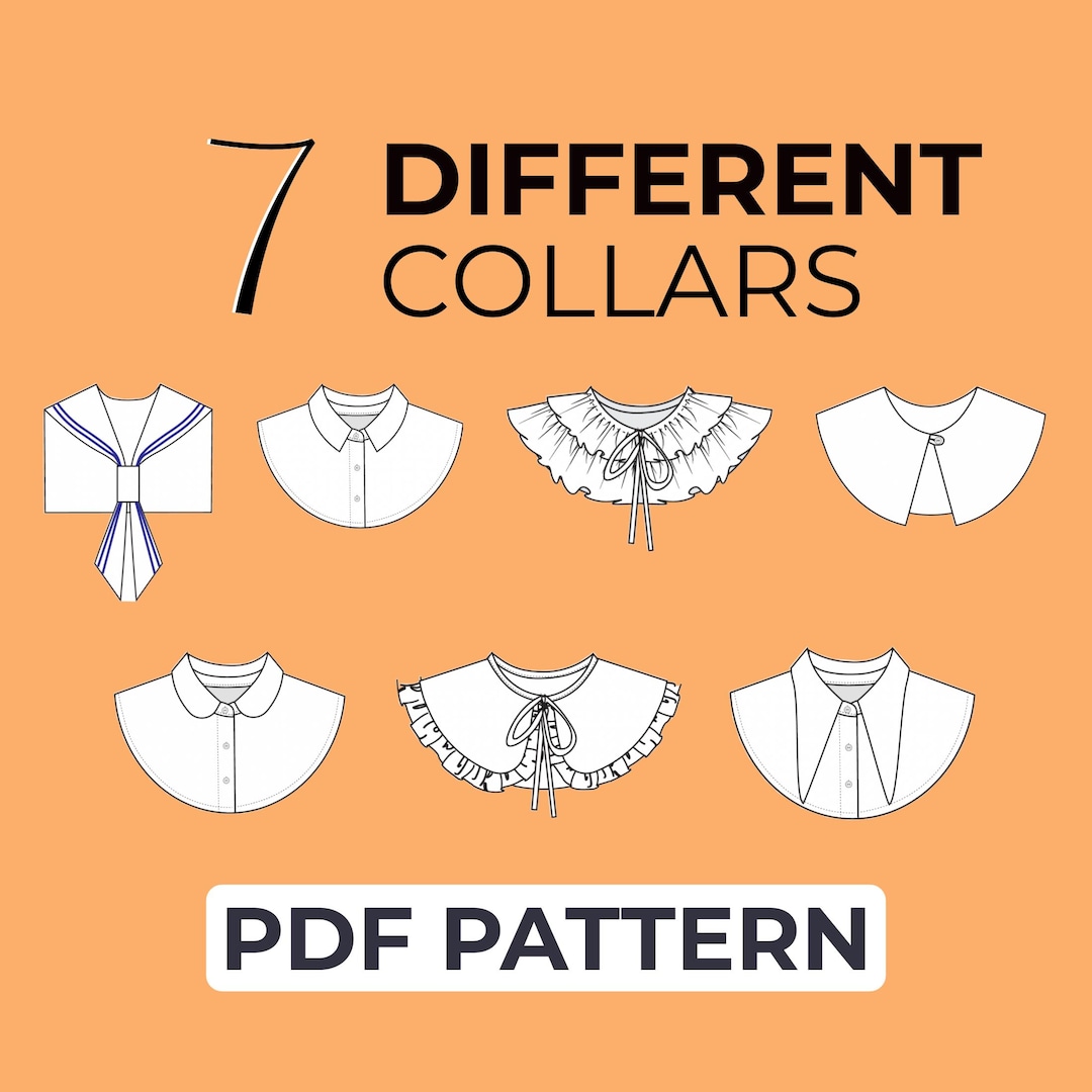 Collar Sewing Pattern Bundle | 7 Patterns (round, Cape, Sailor, Pointed ...