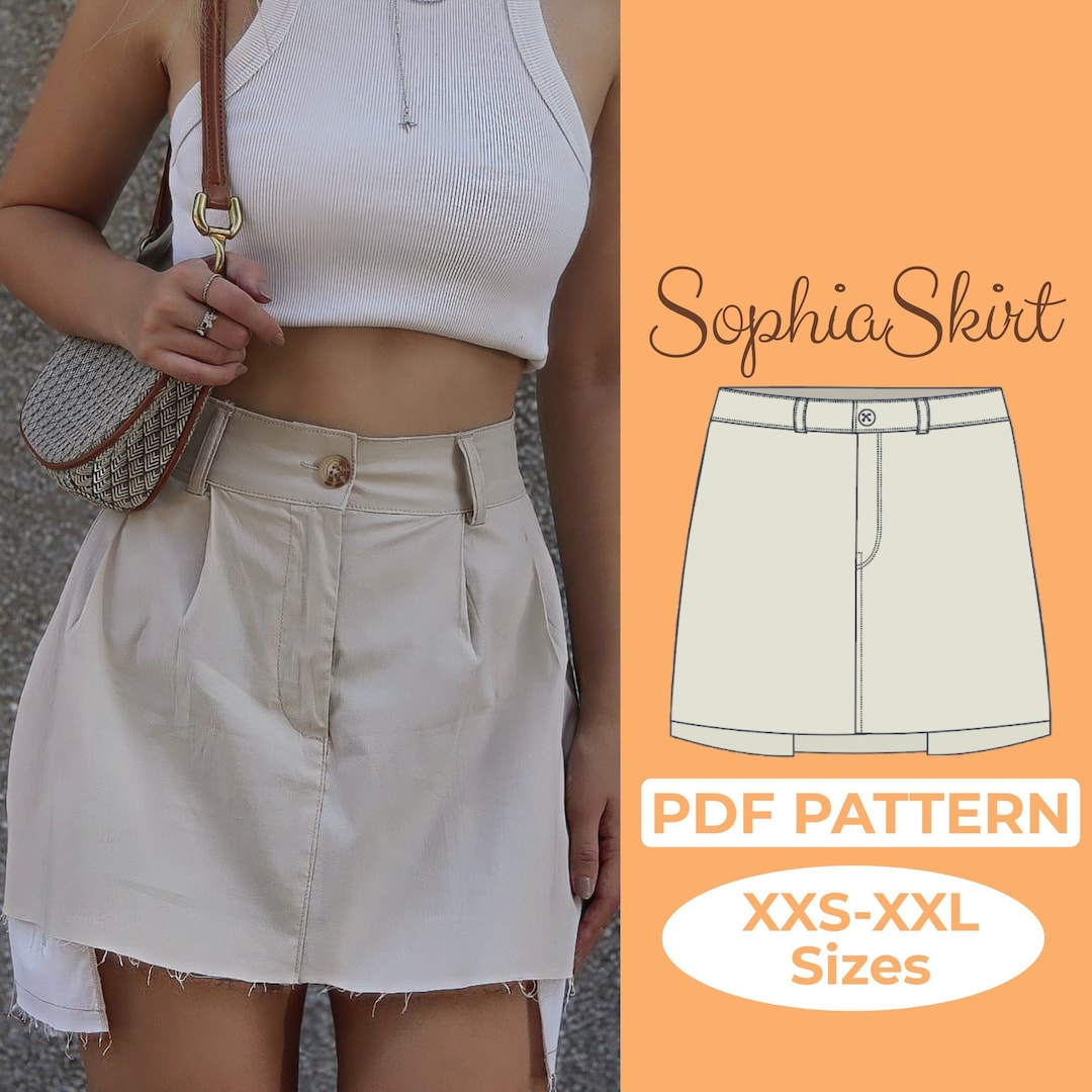 Y2k Mini Skirt Sewing Pattern, High Waist Skirt, Cheer Skirt, Retro ...