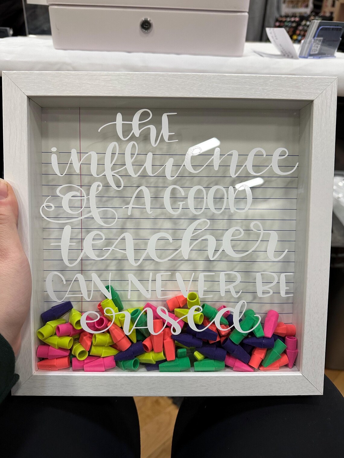 Handmade “the Influence of a Good Teacher” Shadowbox Frame With Eraser ...