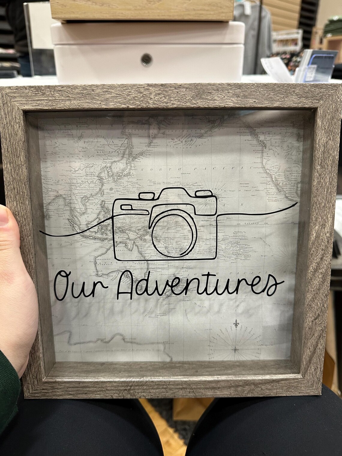 Handmade “our Adventures” Shadowbox Frame With Map Background - Etsy