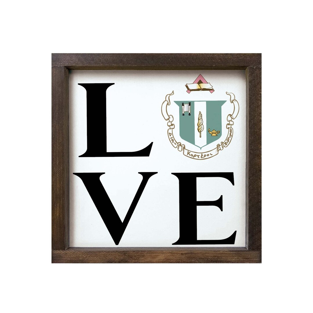 Delta Zeta 12x12 LOVE Wood Framed Sign Crest Custom DZ Dorm Decor ...