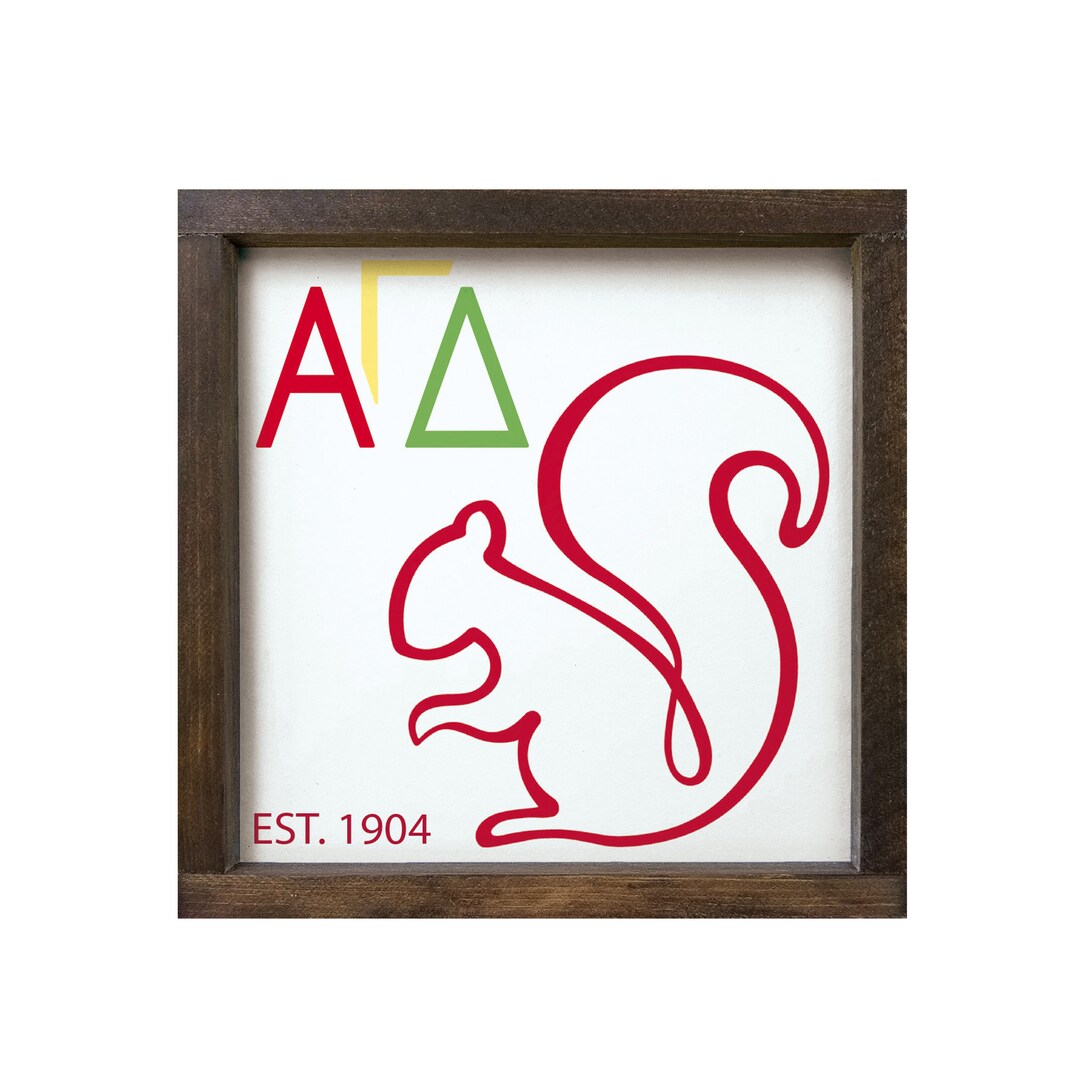 Alpha Gamma Delta 12x12 Wood Framed Sign Squirrel Flash Card Custom ...