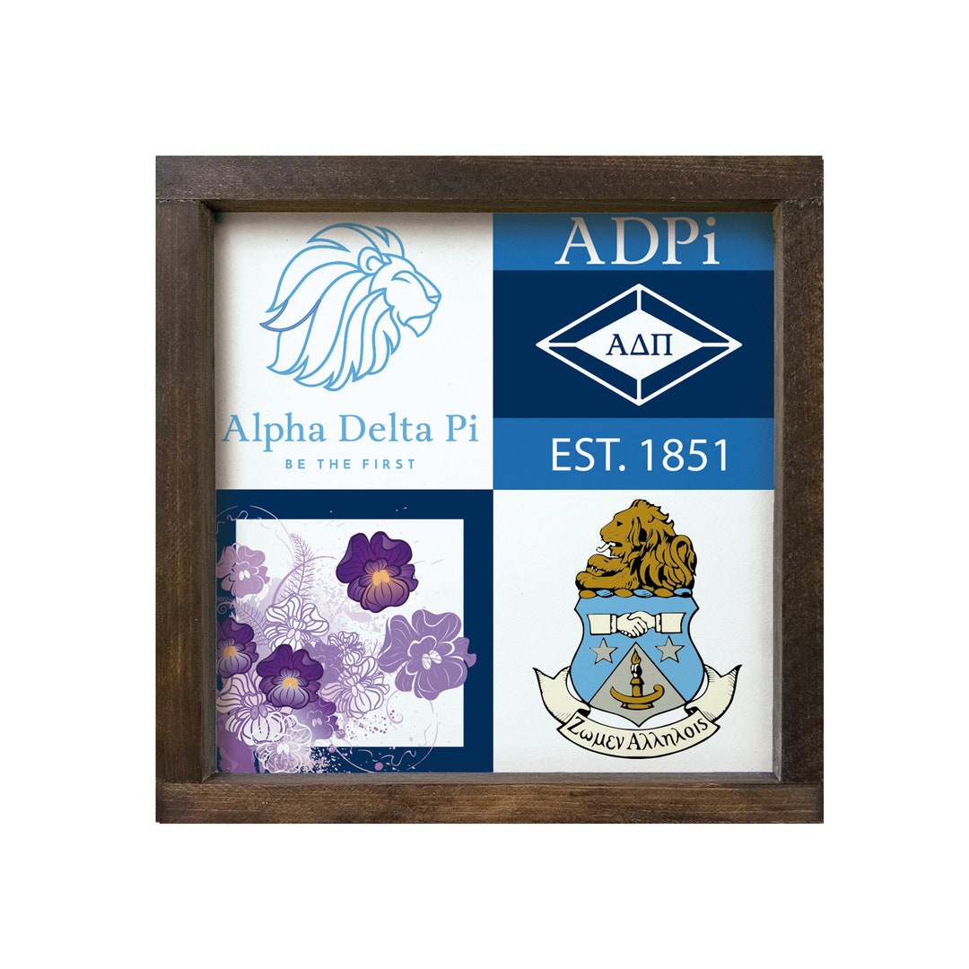 Alpha Delta Pi 12x12 Wood Framed Sign Classic Color Block Custom Adpi ...