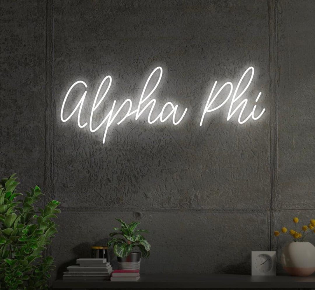 Alpha Phi LED Neon Script Sign W/ Dimmer | Custom Aphi Wall Art Dorm ...