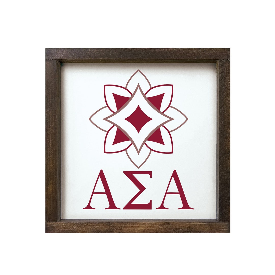 Alpha Sigma Alpha 12x12 Wood Framed Sign Logomark Custom ASA Artwork ...