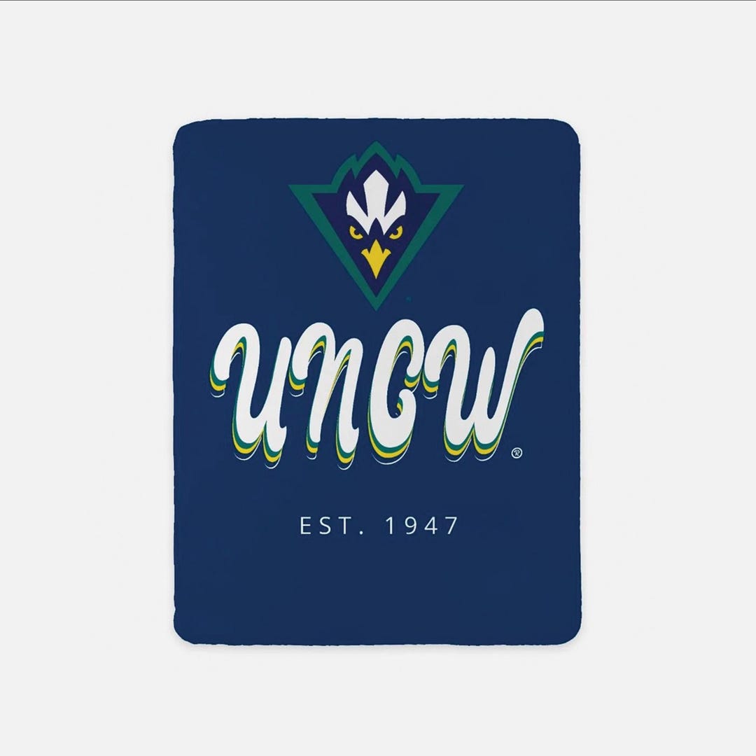 UNCW Sherpa Blanket Retro Letters XL 60x80 | College Blanket | Dorm ...