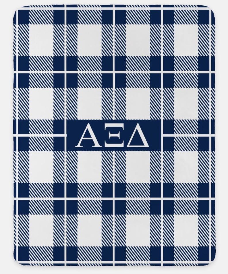 Alpha Xi Delta XL 60x80 Sherpa Throw Blanket - Plaid | Custom Alpha Xi ...