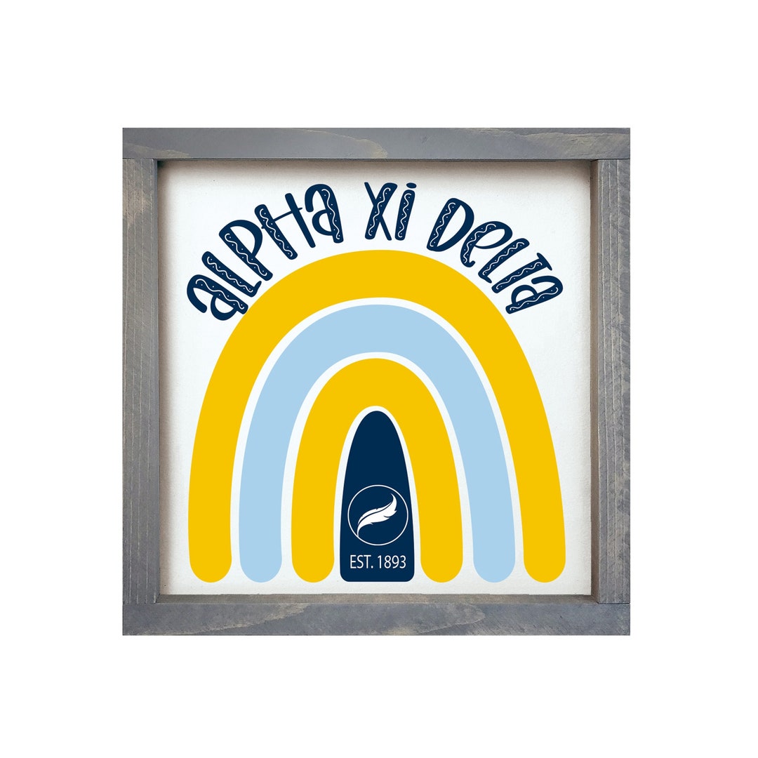 Alpha Xi Delta 12x12 Wood Framed Sign Rainbow Custom Alpha Xi Dorm ...