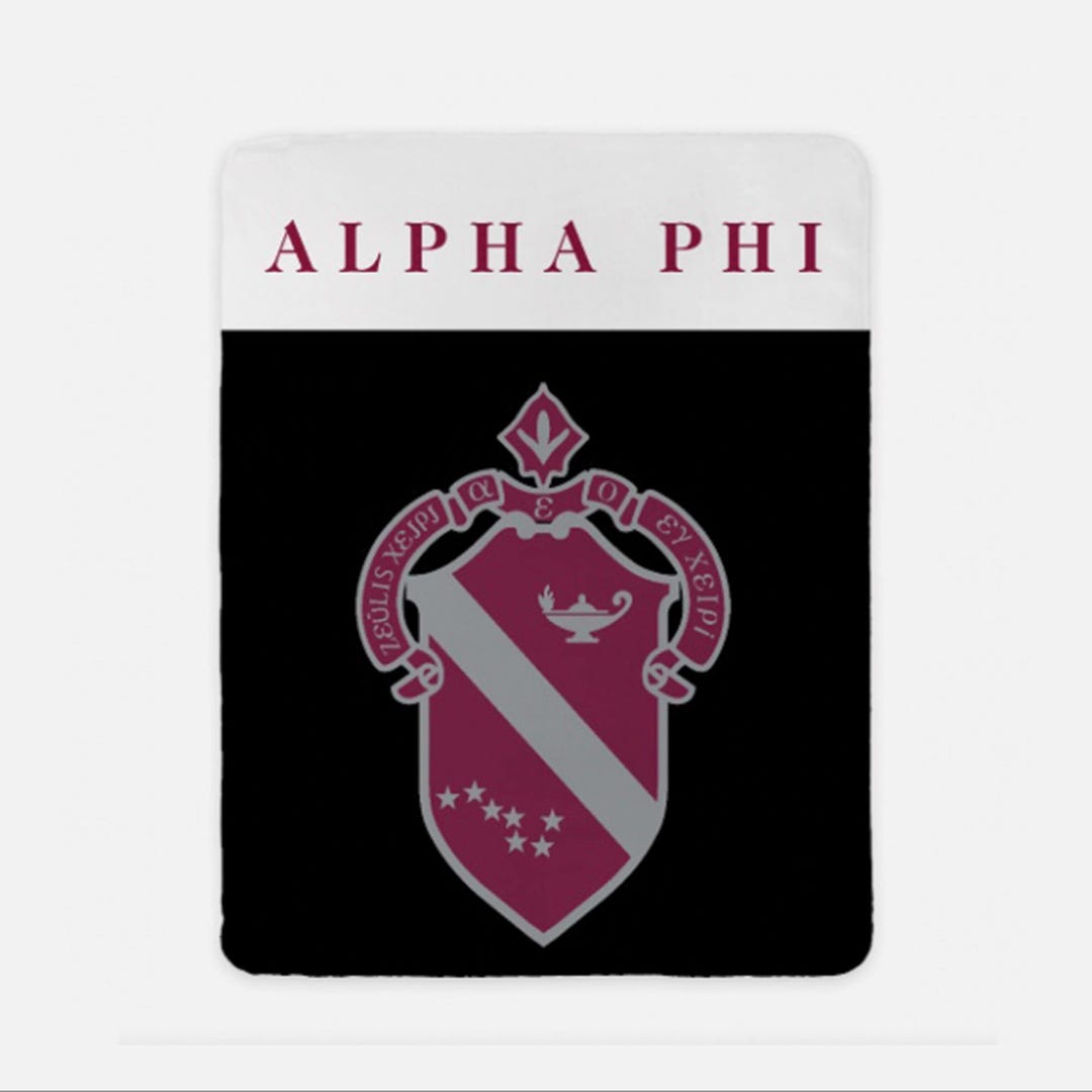 Alpha Phi Crest Sherpa Throw Blanket - Sorority Gift (60x80) | Official ...