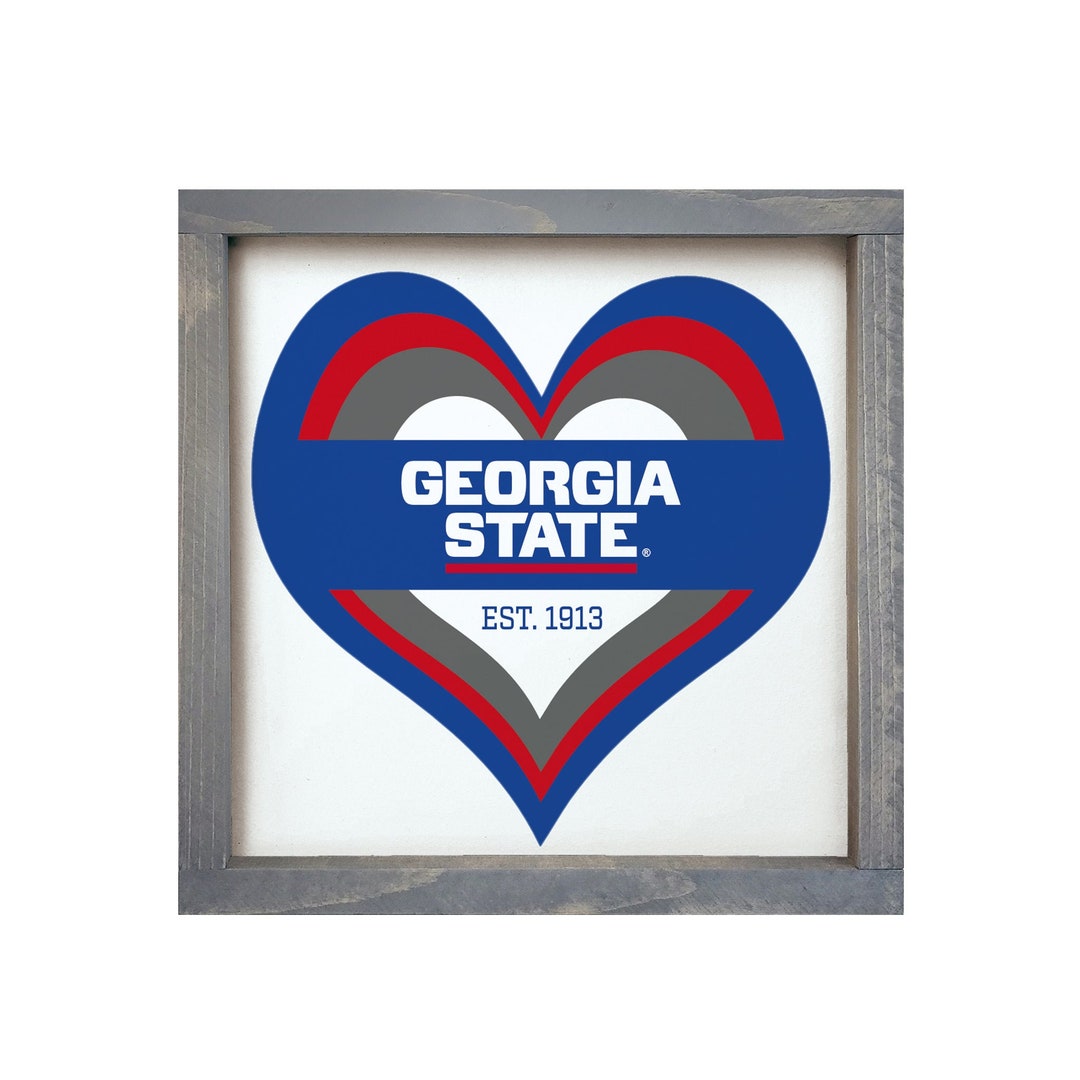 Georgia State 12x12 Wood Framed Sign Heart Custom GSU Dorm Decor ...