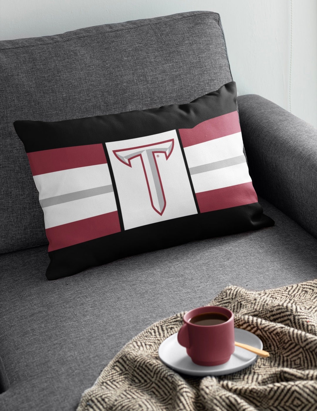 Troy University Lumbar Pillow Cover Traditional T Custom Trojans Dorm ...