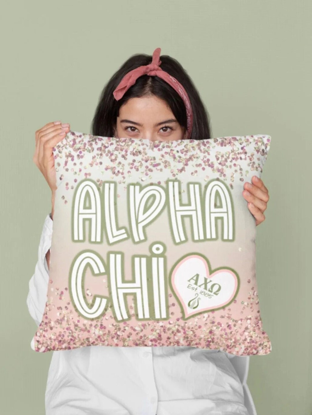 Alpha Chi Omega 18 Throw Pillow Cover Glitter Custom AXO Dorm Decor ...